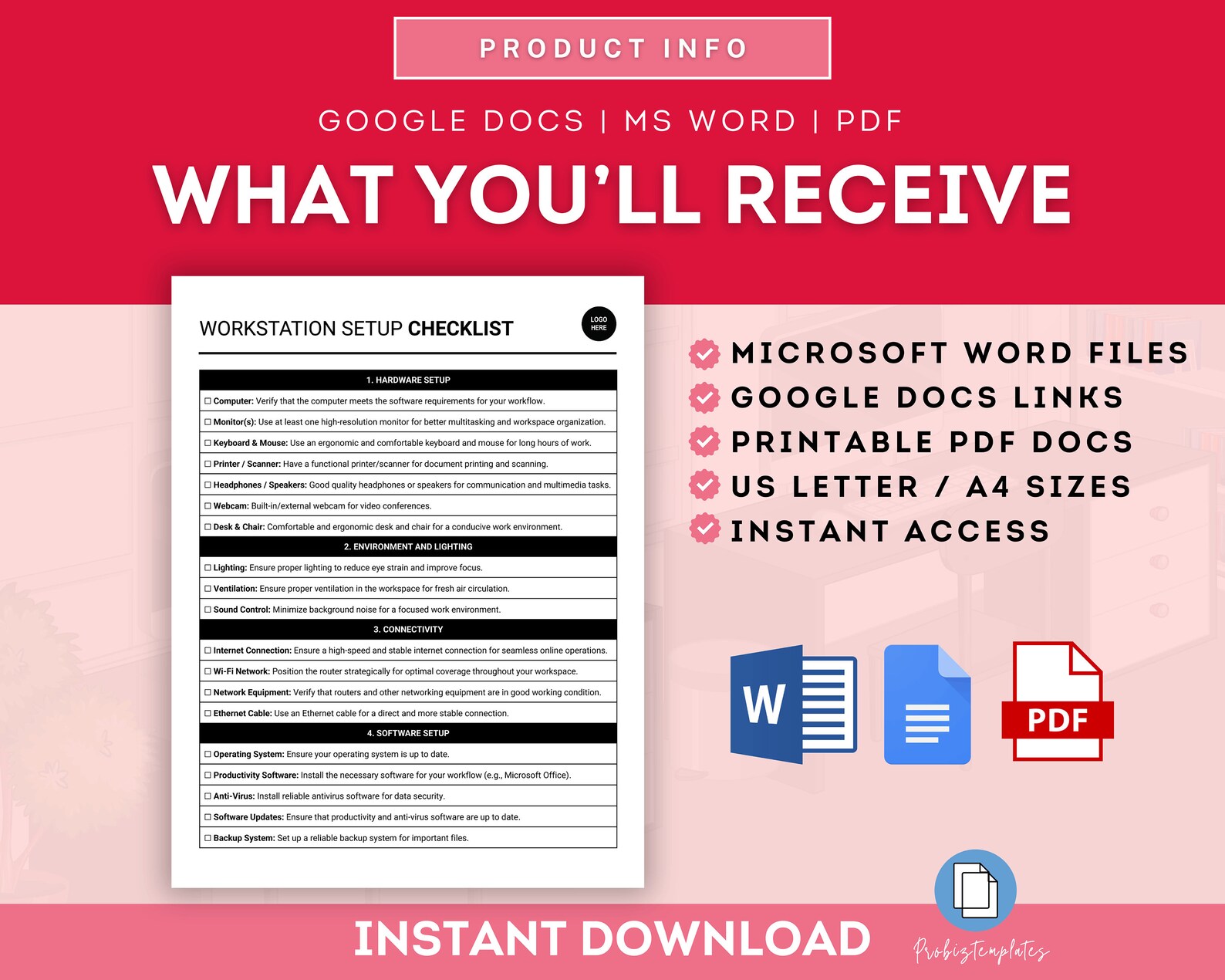 Workstation Setup Checklist, Employee Workplace Desk Setup Checklist ...
