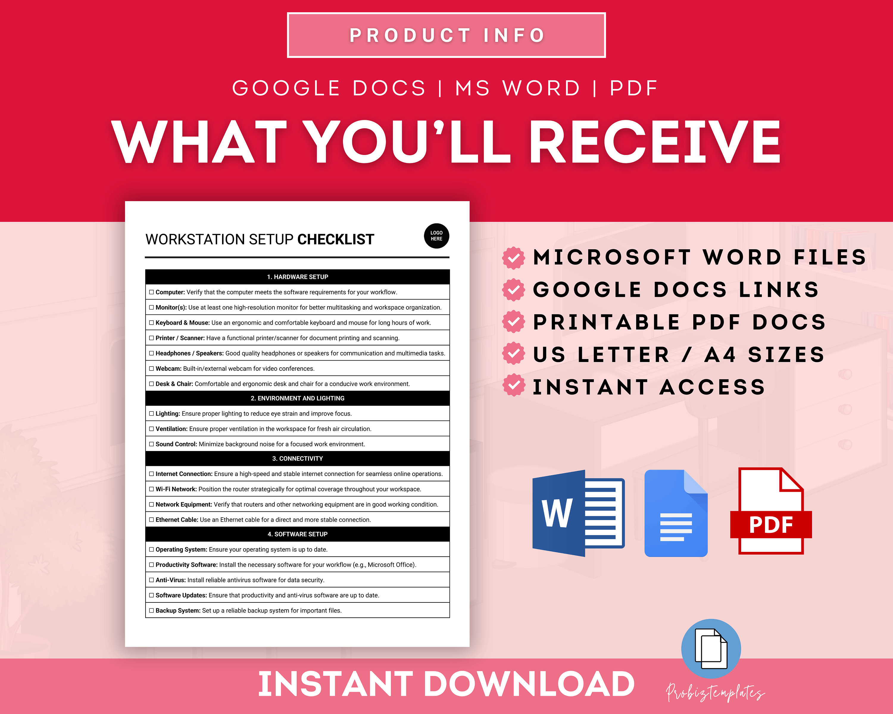 Workstation Setup Checklist, Employee Workplace Desk Setup Checklist ...