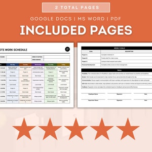 Remote Work Schedule Template, Virtual Work Timetable, Telecommuting ...