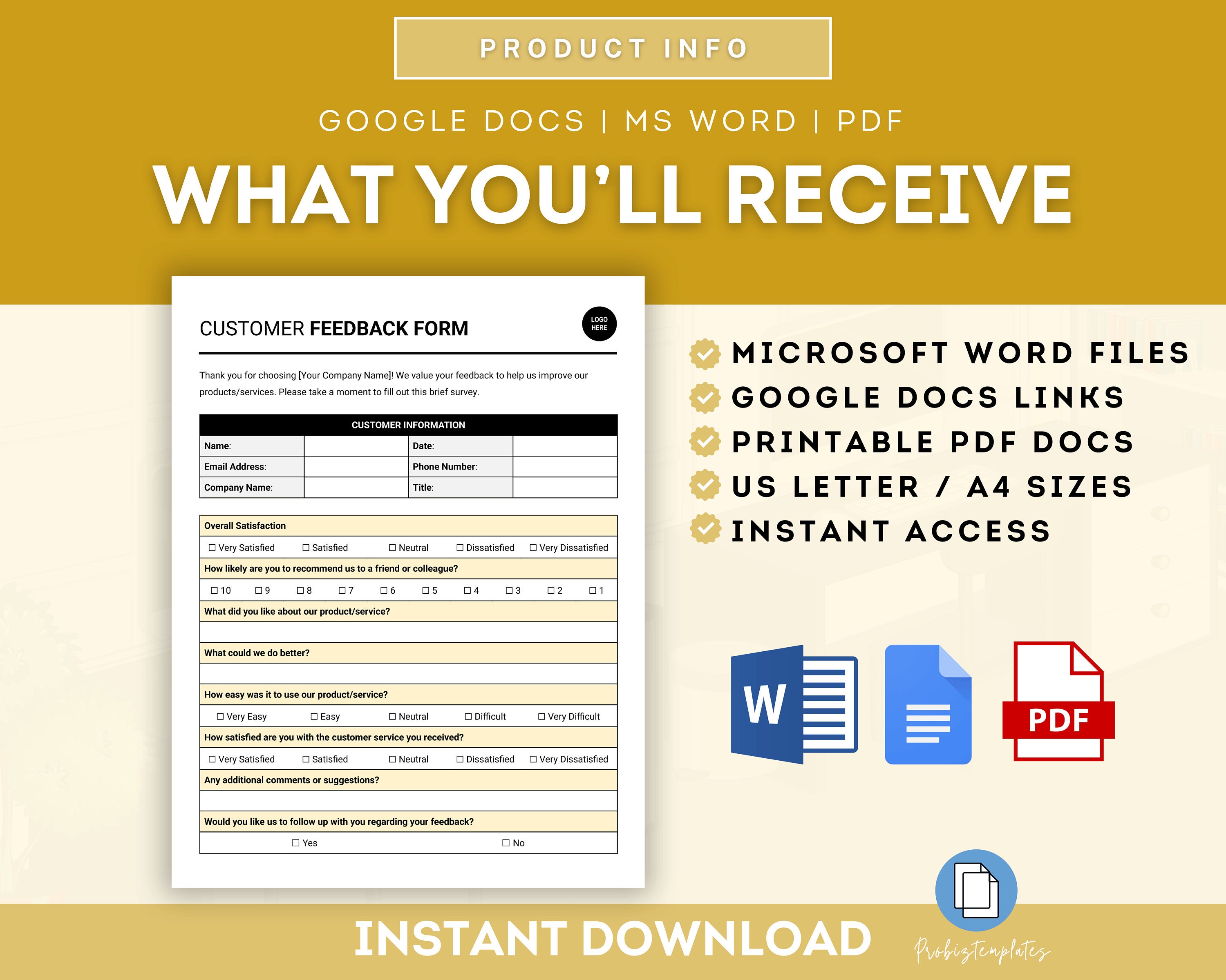 Customer Feedback Form Template, Client Satisfaction Survey, Buyer ...