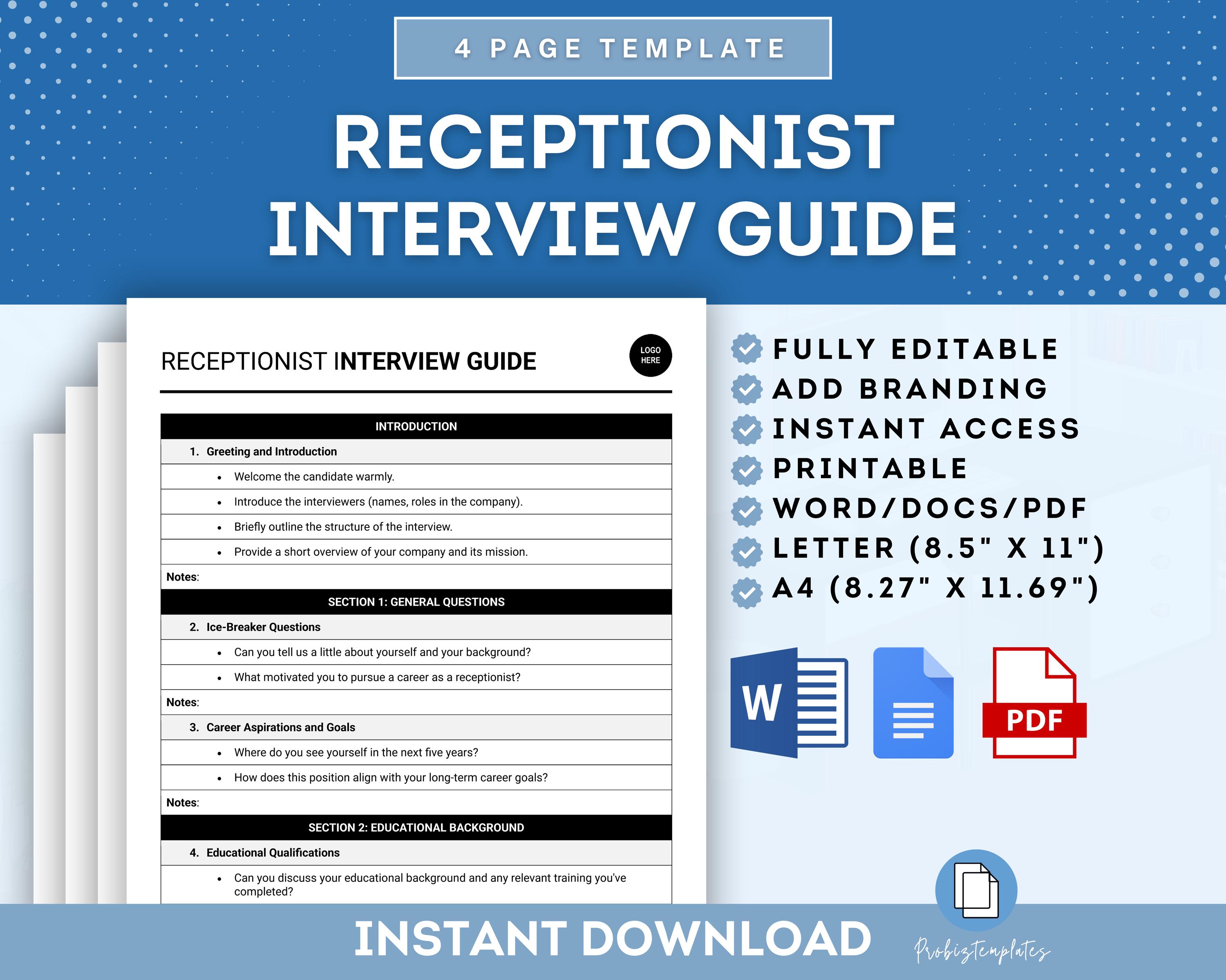 Receptionist Interview Guide, Front Desk Receptionist Interview Guide ...