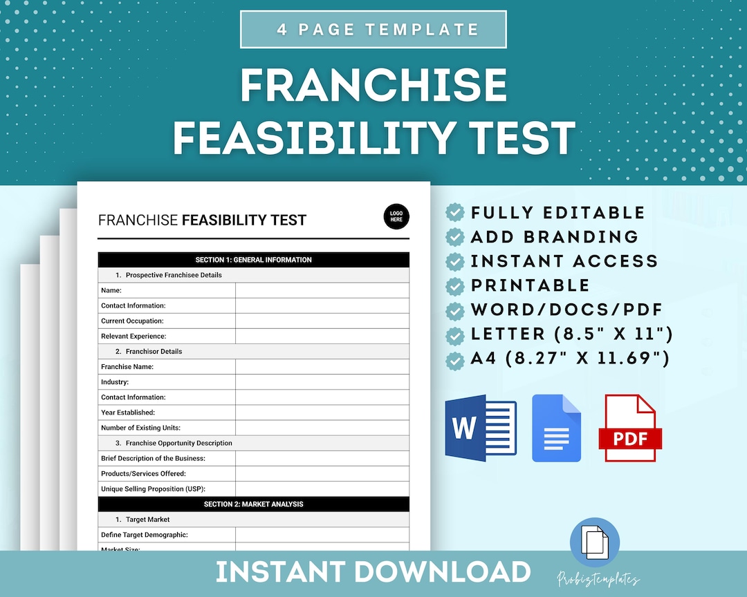 Franchise Feasibility Test Template, Franchise Evaluation Checklist ...