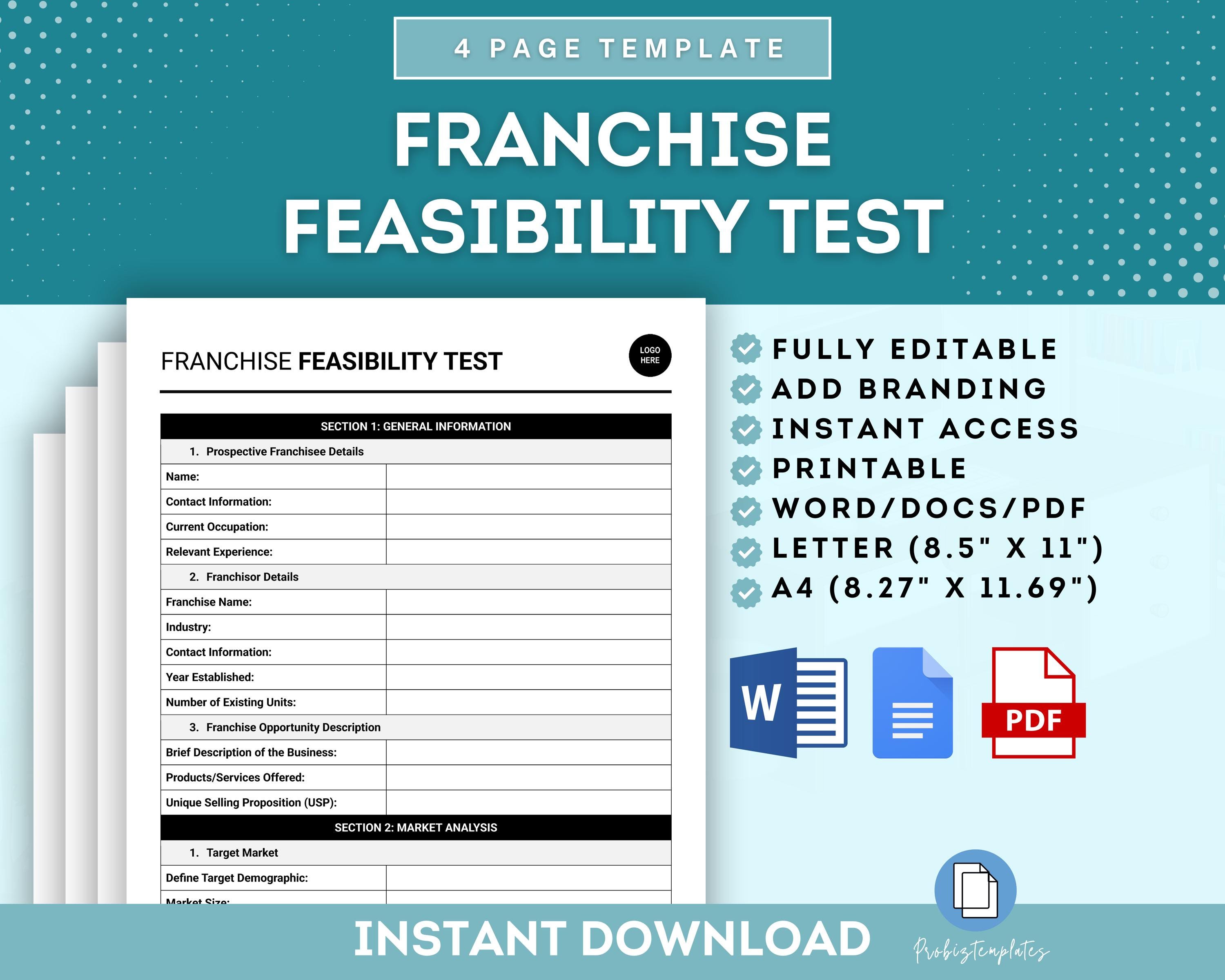 Franchise Feasibility Test Template, Franchise Evaluation Checklist ...