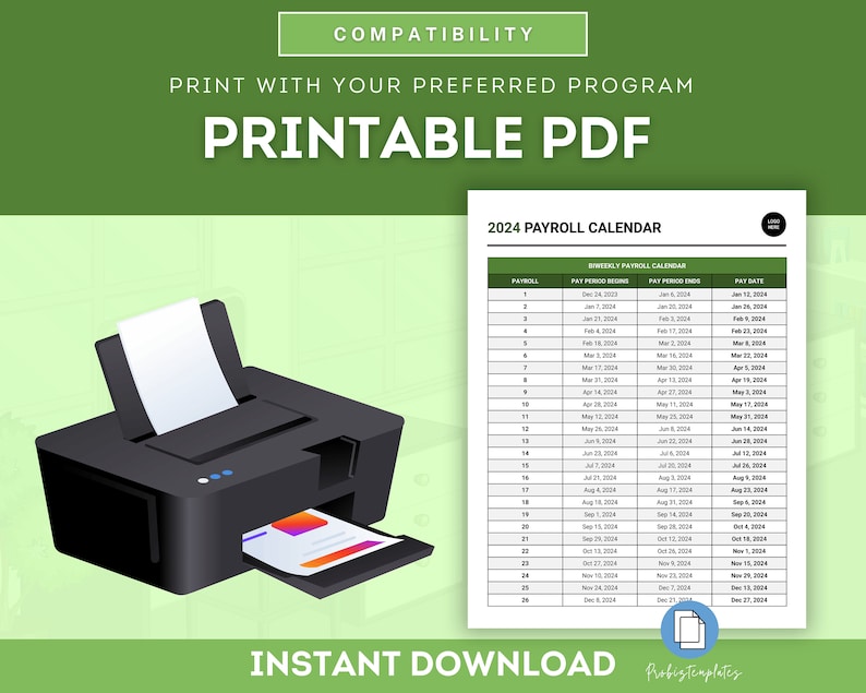 2024 Payroll Calendar, Biweekly, Weekly, Semi-monthly, Monthly Payroll ...