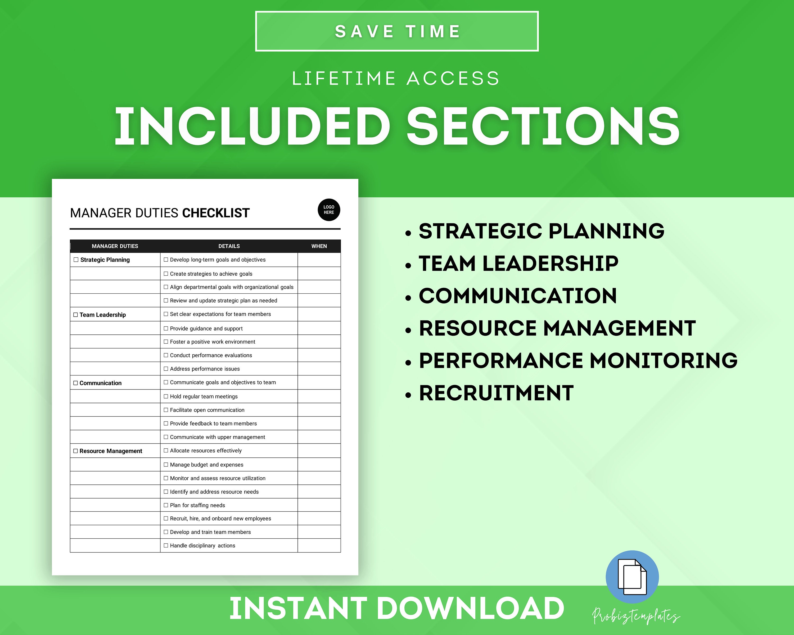 Manager Duties Checklist, Supervisor Duties Checklist, Manager ...