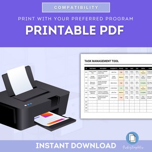 Task Management Tool Template, Task Organization Template, Productivity ...