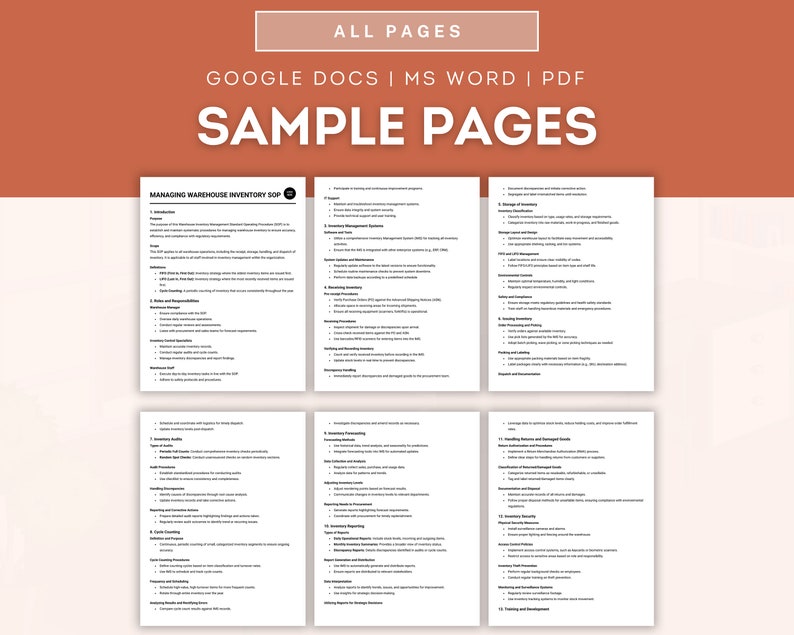 Managing Warehouse Inventory SOP Template, Warehouse Inventory ...