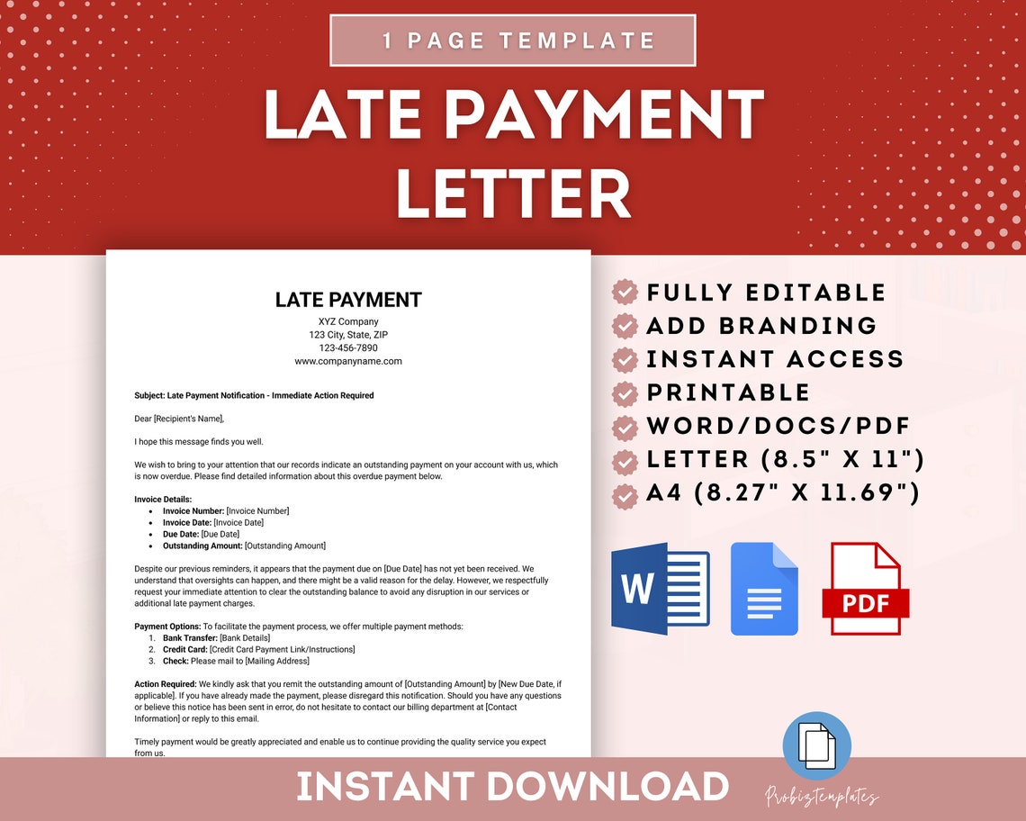 Late Payment Letter Template, Overdue Payment Reminder Letter ...