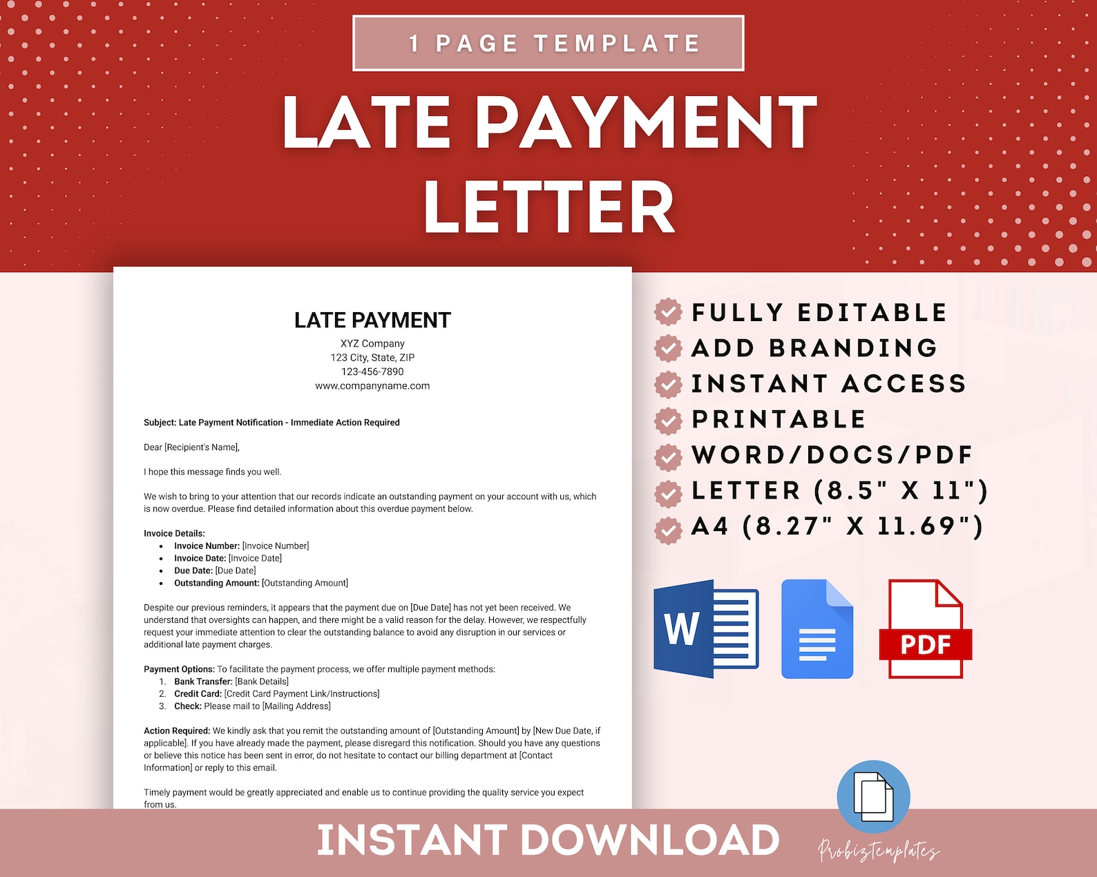 Late Payment Letter Template, Overdue Payment Reminder Letter ...