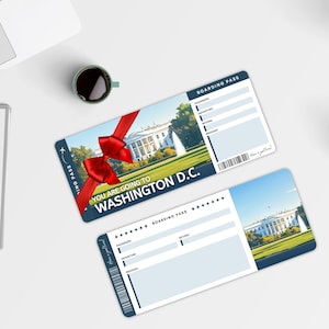 Printable Washington D.C. Surprise Gift Ticket, Editable USA Vacation ...