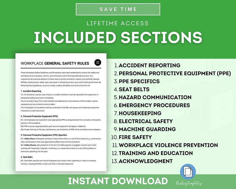 Workplace General Safety Rules Template, Workplace Safety Guidelines ...