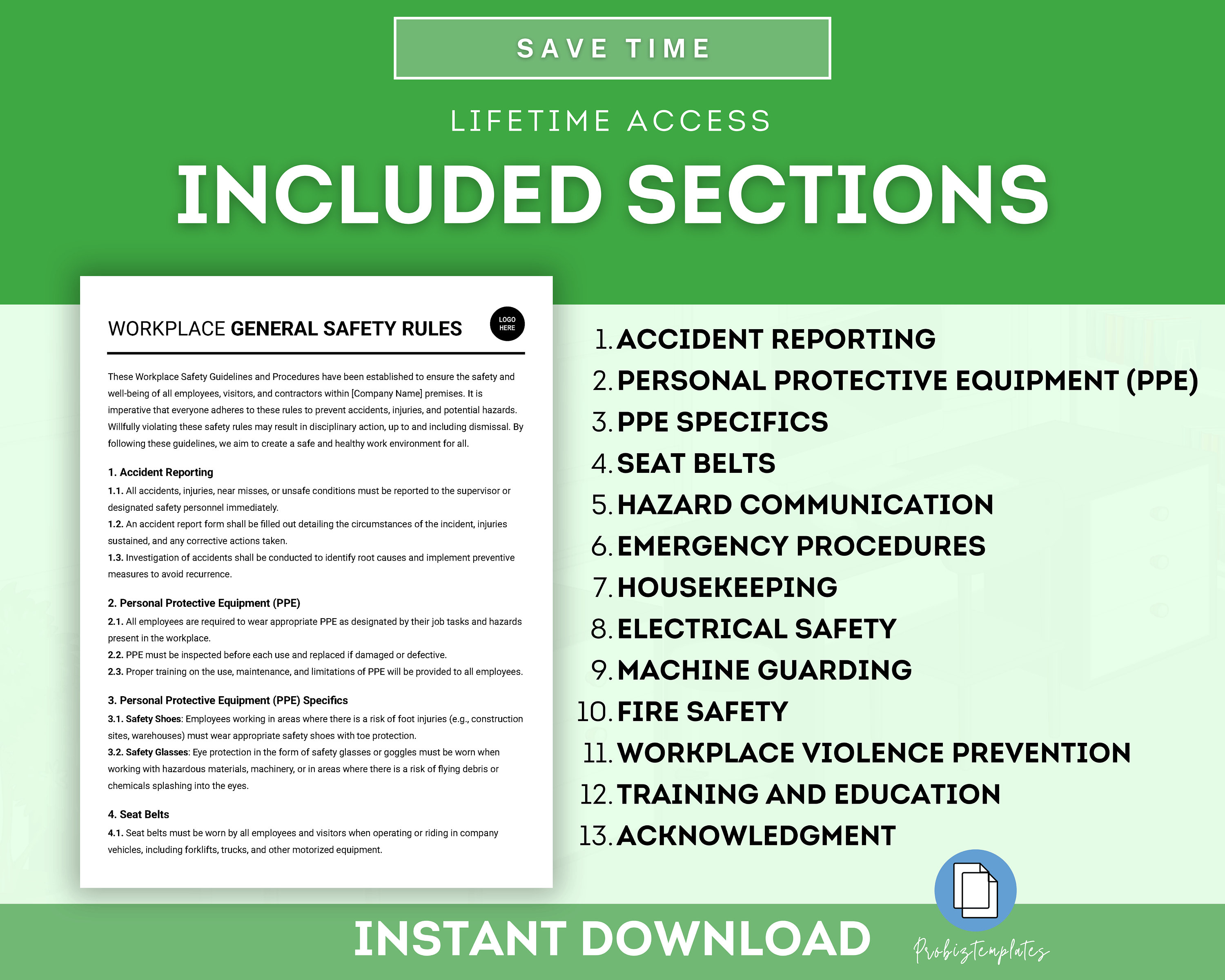 Workplace General Safety Rules Template, Workplace Safety Guidelines ...