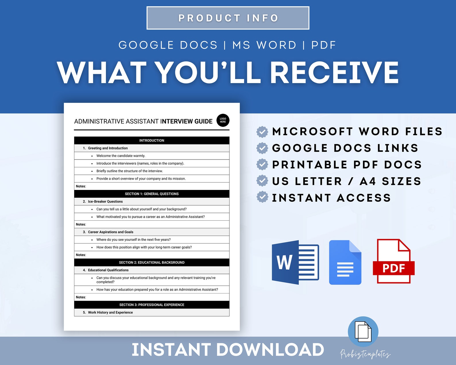Administrative Assistant Interview Guide Template, Admin Assistant ...