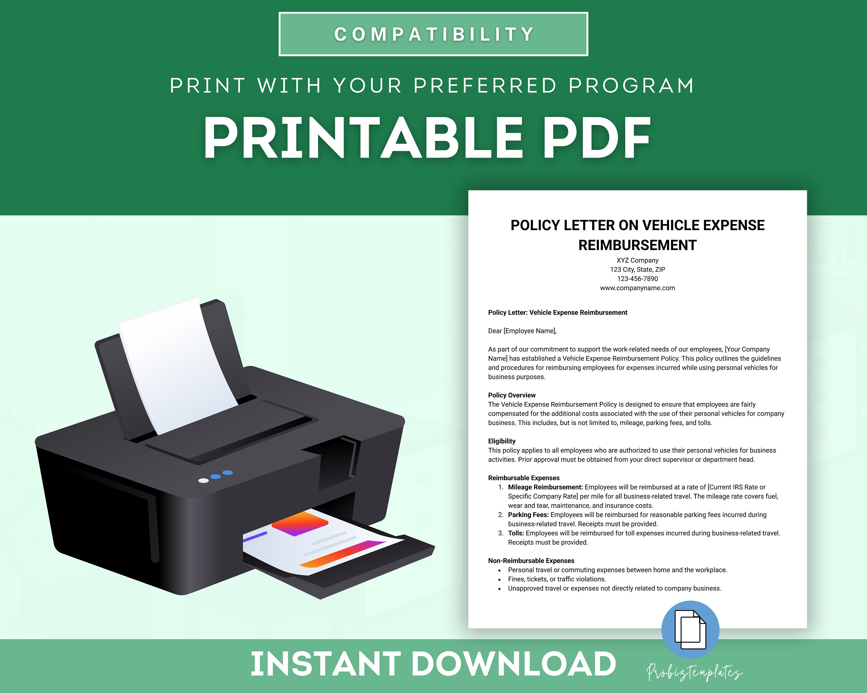 Policy Letter on Vehicle Expense Reimbursement, Employee Vehicle ...