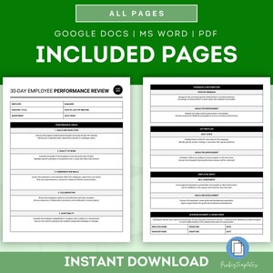Employee 30-day Performance Review Template, Employee Evaluation Form ...