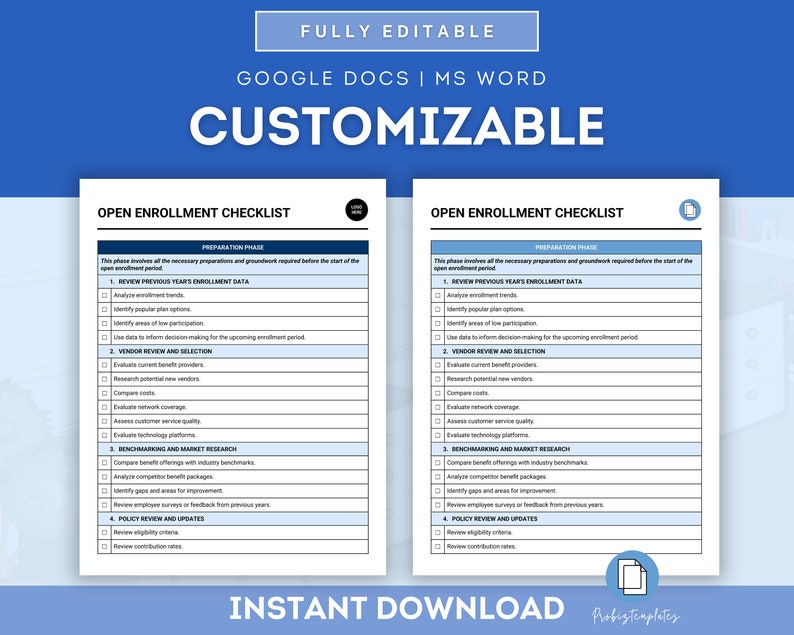 Open Enrollment Checklist Template, Benefits Enrollment Tasks Planner ...