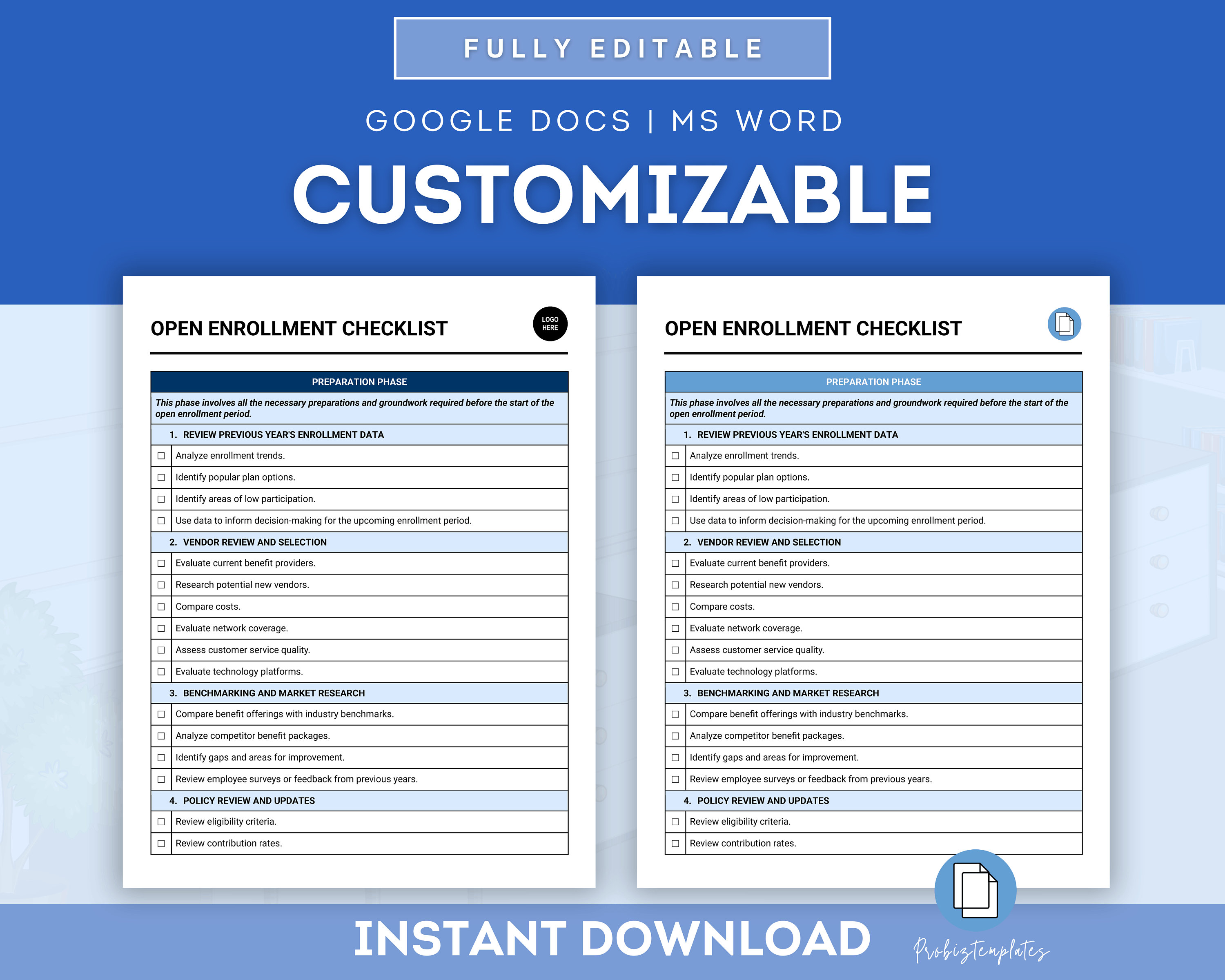 Open Enrollment Checklist Template, Benefits Enrollment Tasks Planner ...