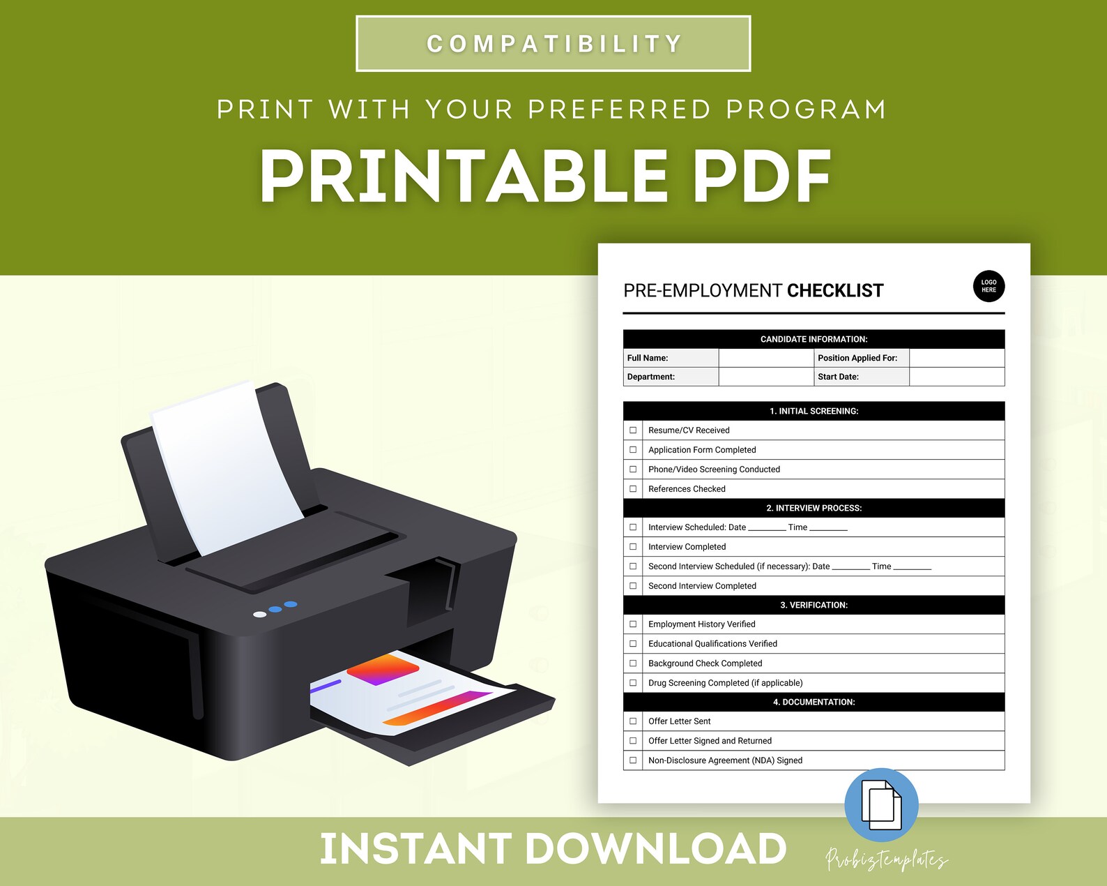 Pre-employment Checklist, New Hire Checklist, Employee Onboarding ...
