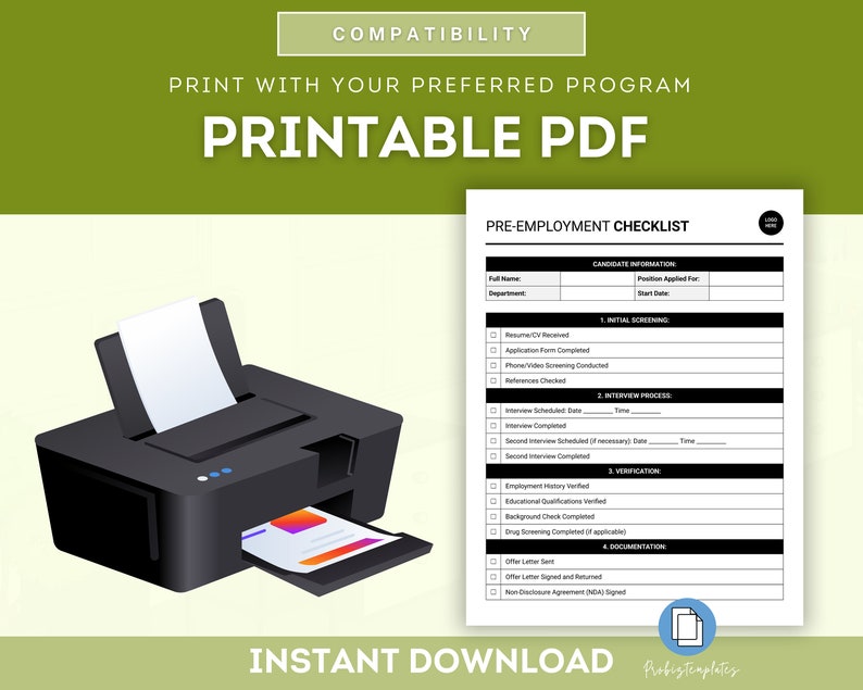 Pre-employment Checklist, New Hire Checklist, Employee Onboarding ...