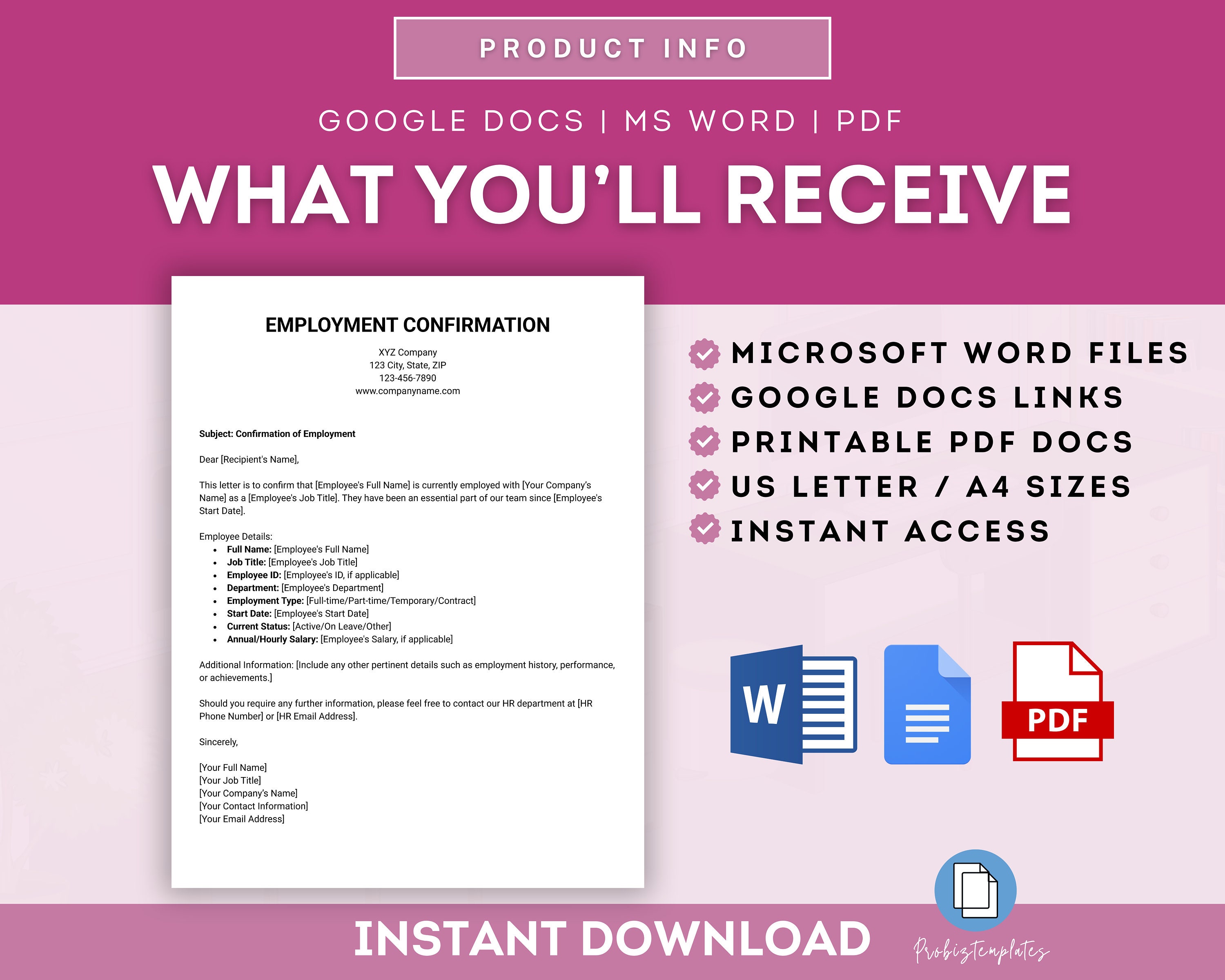 Confirmation of Employment & Letter of Recommendation Template ...