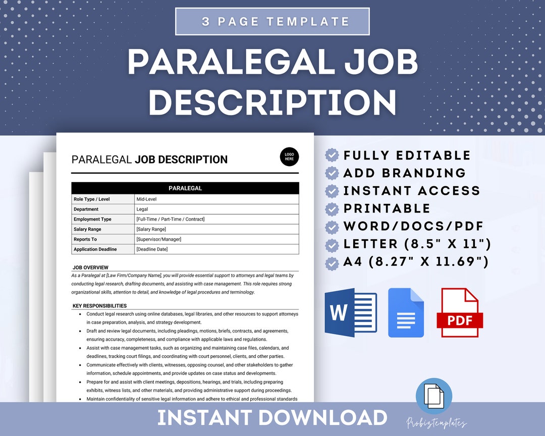 Paralegal Job Description, Legal Assistant Job Duties, Paralegal ...