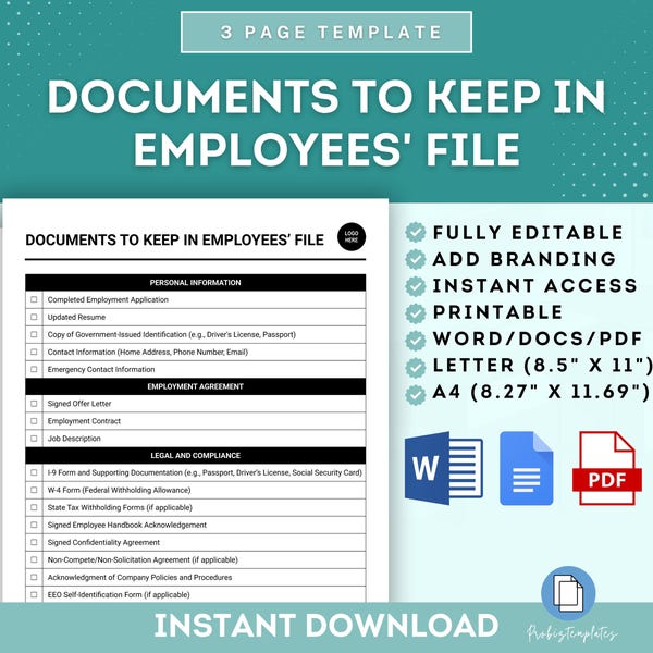 Employee File Checklist - Etsy
