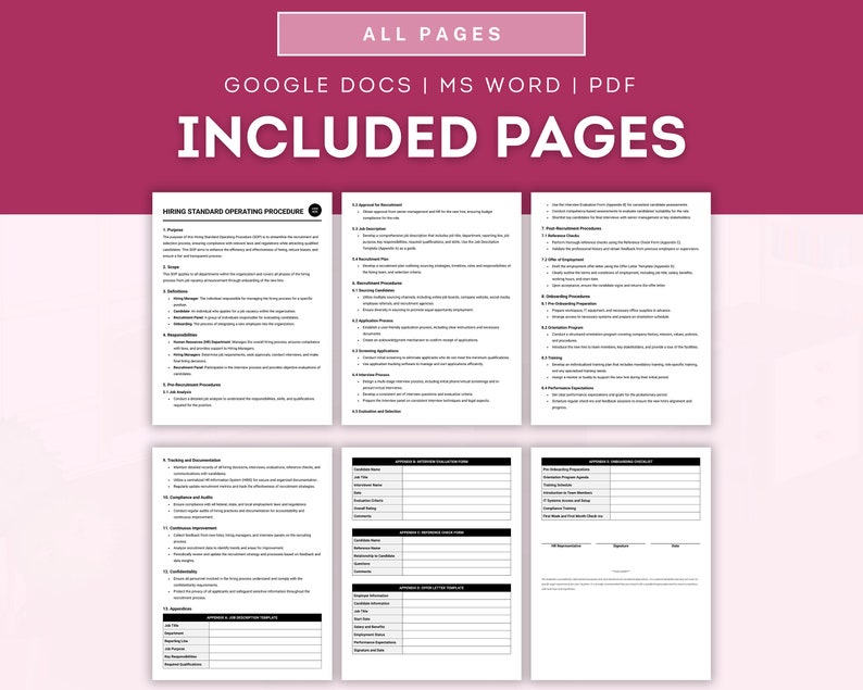 Hiring Standard Operating Procedure Template, SOP for Employee Hiring ...