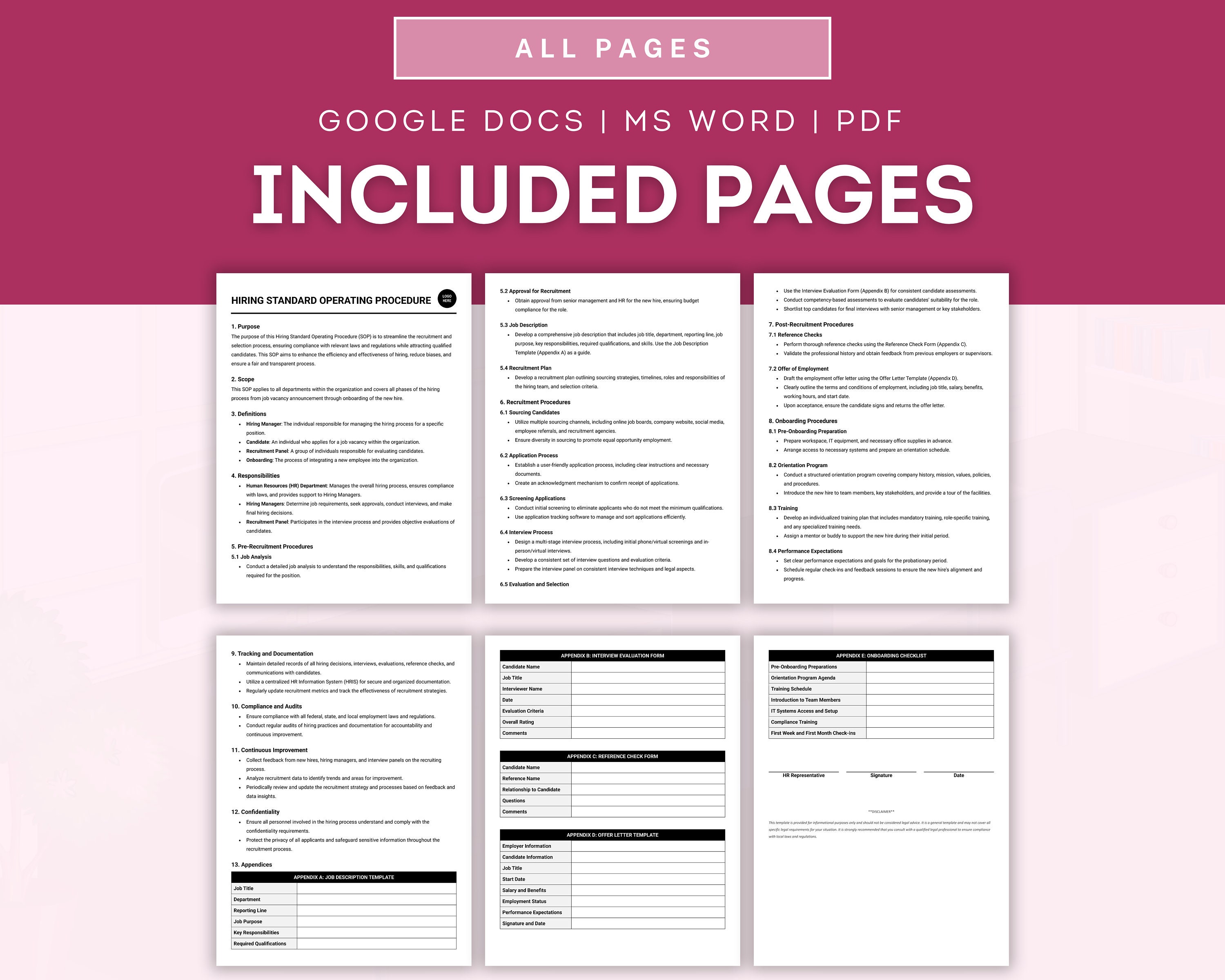 Hiring Standard Operating Procedure Template, SOP for Employee Hiring ...