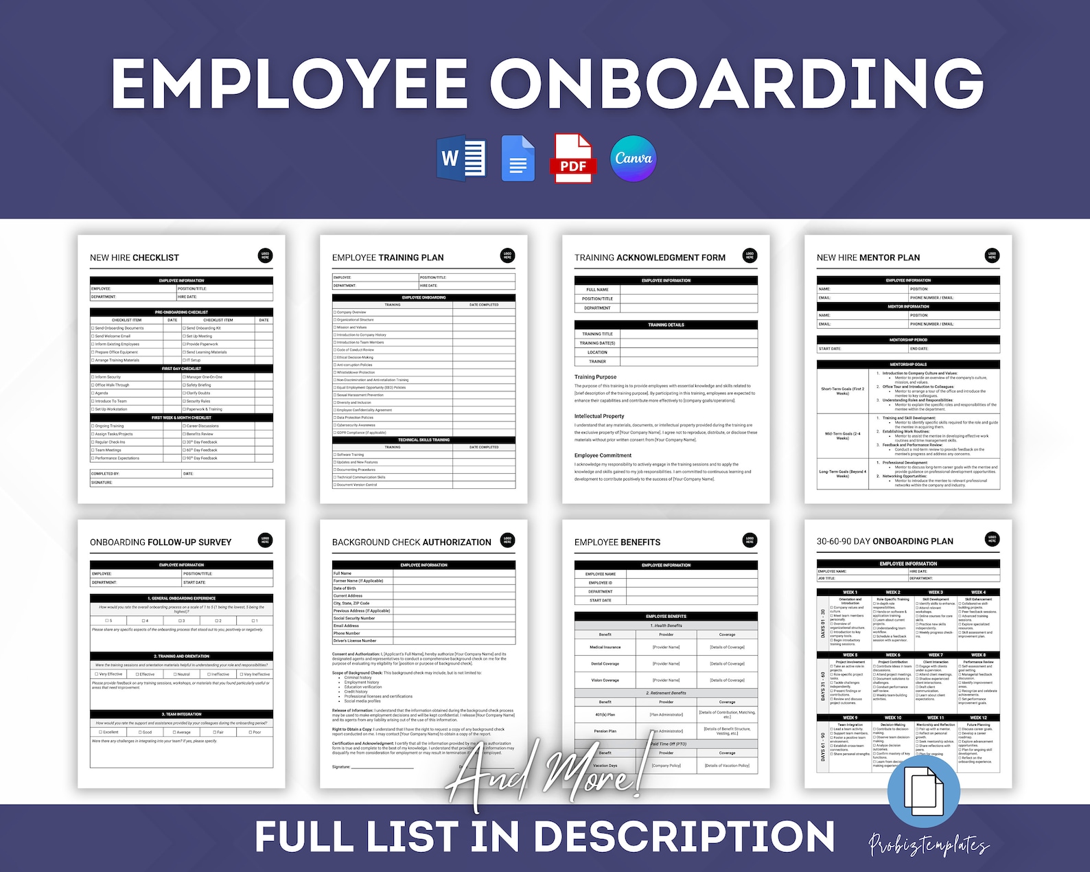 HR Employee Onboarding Templates Bundle, HR New Hire Forms, Employee ...