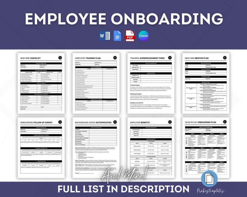 HR Employee Onboarding Templates Bundle, HR New Hire Forms, Employee ...