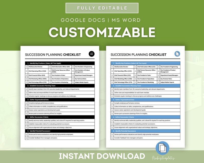 Succession Planning Checklist Template, Leadership Succession Strategy ...