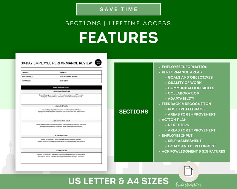 Employee 30-day Performance Review Template, Employee Evaluation Form ...