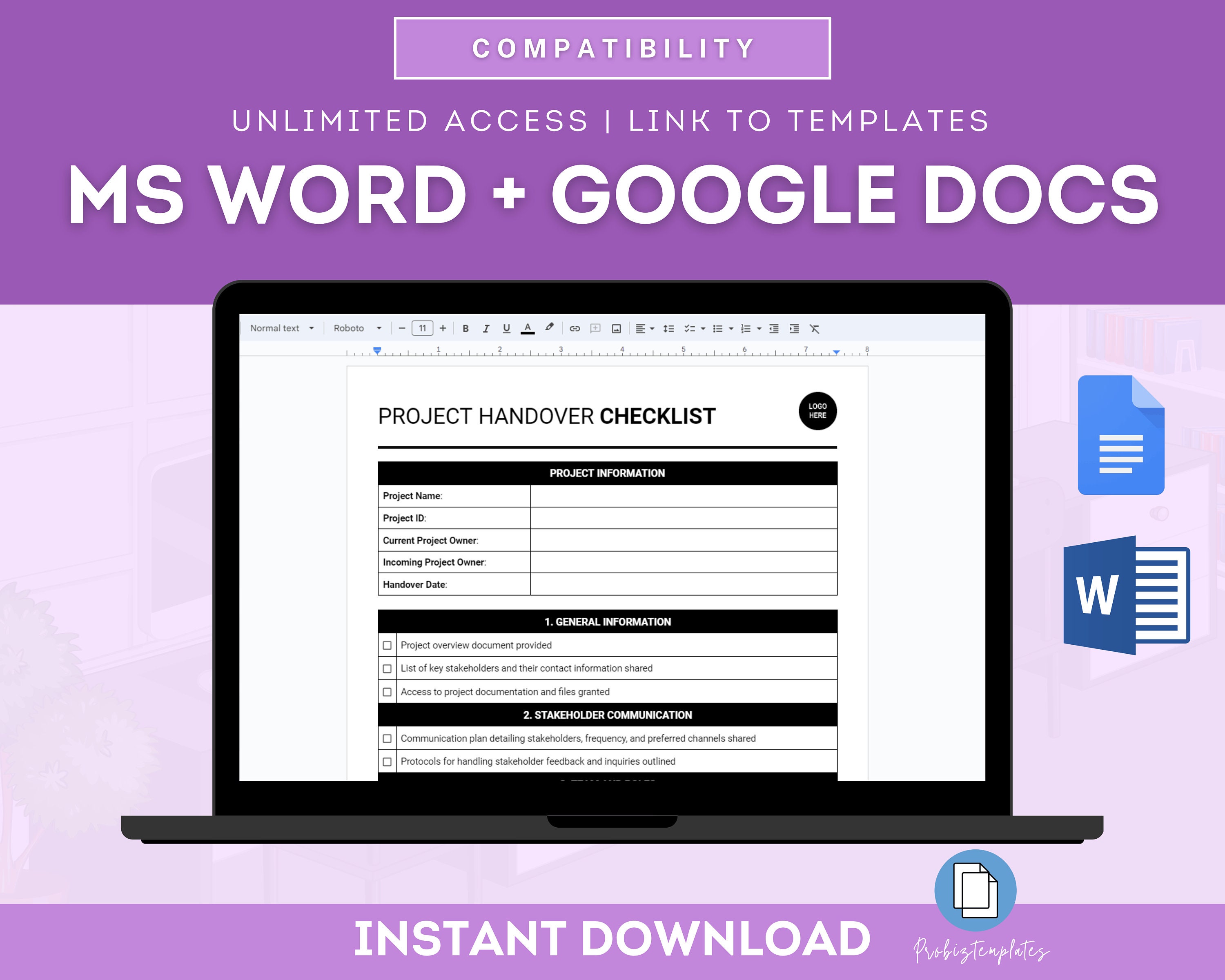 Project Handover Checklist, Project Transfer Checklist, Project ...