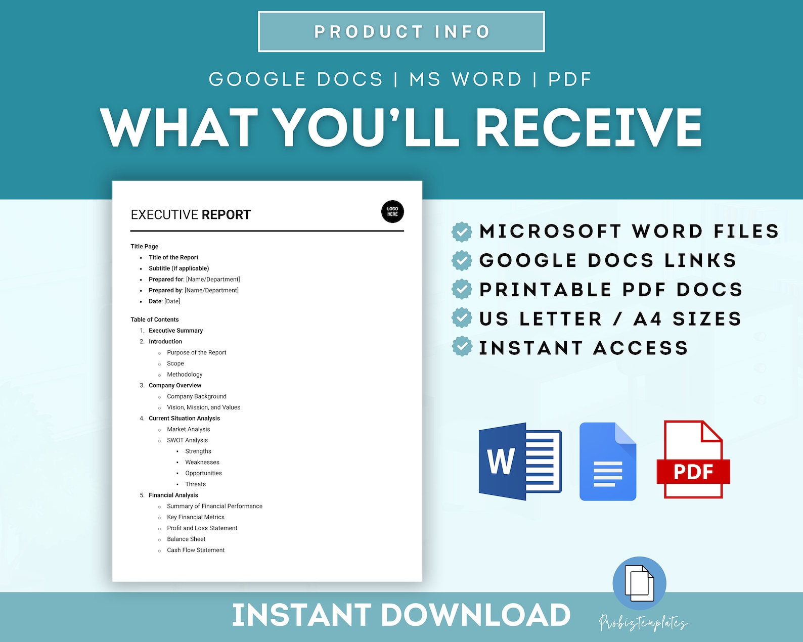 Executive Report Template, Management Report, Executive Summary ...