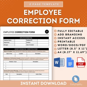 Employee Correction Form Template, Employee Performance Improvement ...