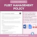Fleet Management Policy Template, Vehicle Fleet Policy, Company Fleet ...