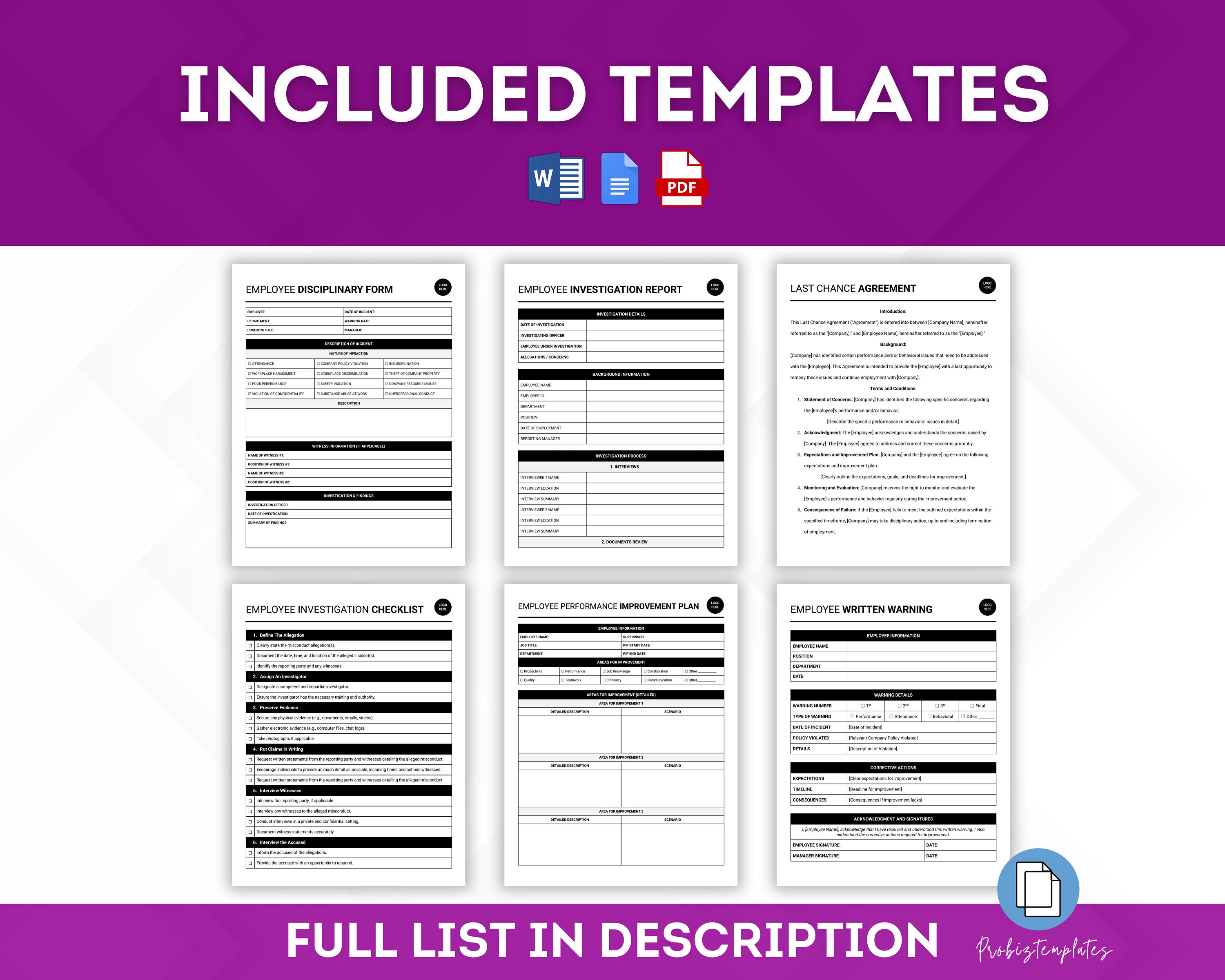 Employee Discipline Forms Bundle, Employee Behavior Conduct Bundle ...