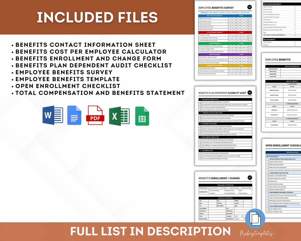 Employee Benefits and Compensation Bundle, Employee Benefits Administrative Forms, Total ...