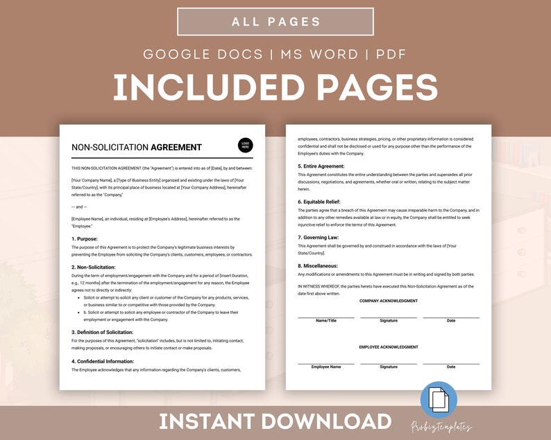 Non-solicitation Agreement Template, Employee Non-solicitation Contract ...