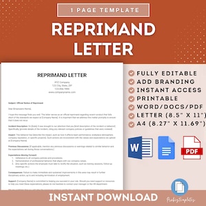 Reprimand Letter, Employee Reprimand Letter, Formal Reprimand Letter ...