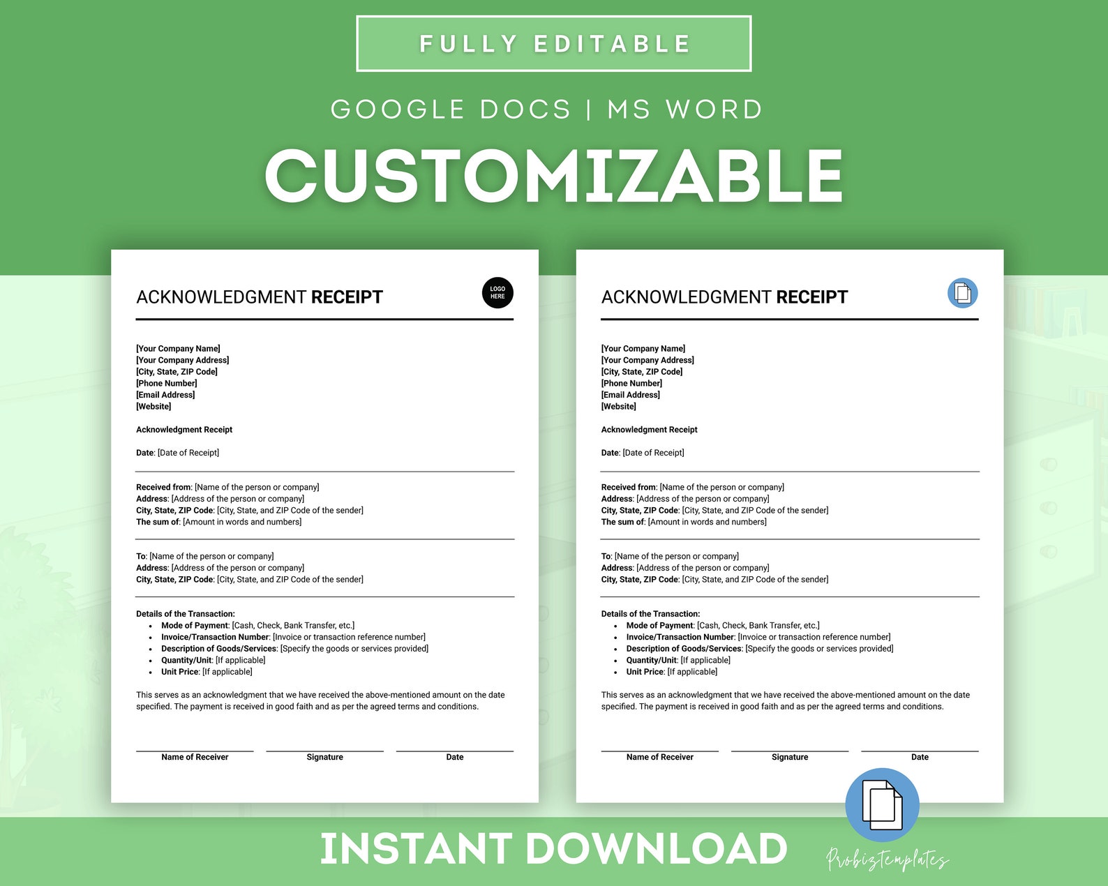 Acknowledgment Receipt, Goods and Services Acknowledgment, Receipt of ...