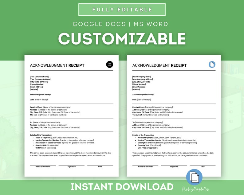 Acknowledgment Receipt, Goods and Services Acknowledgment, Receipt of ...
