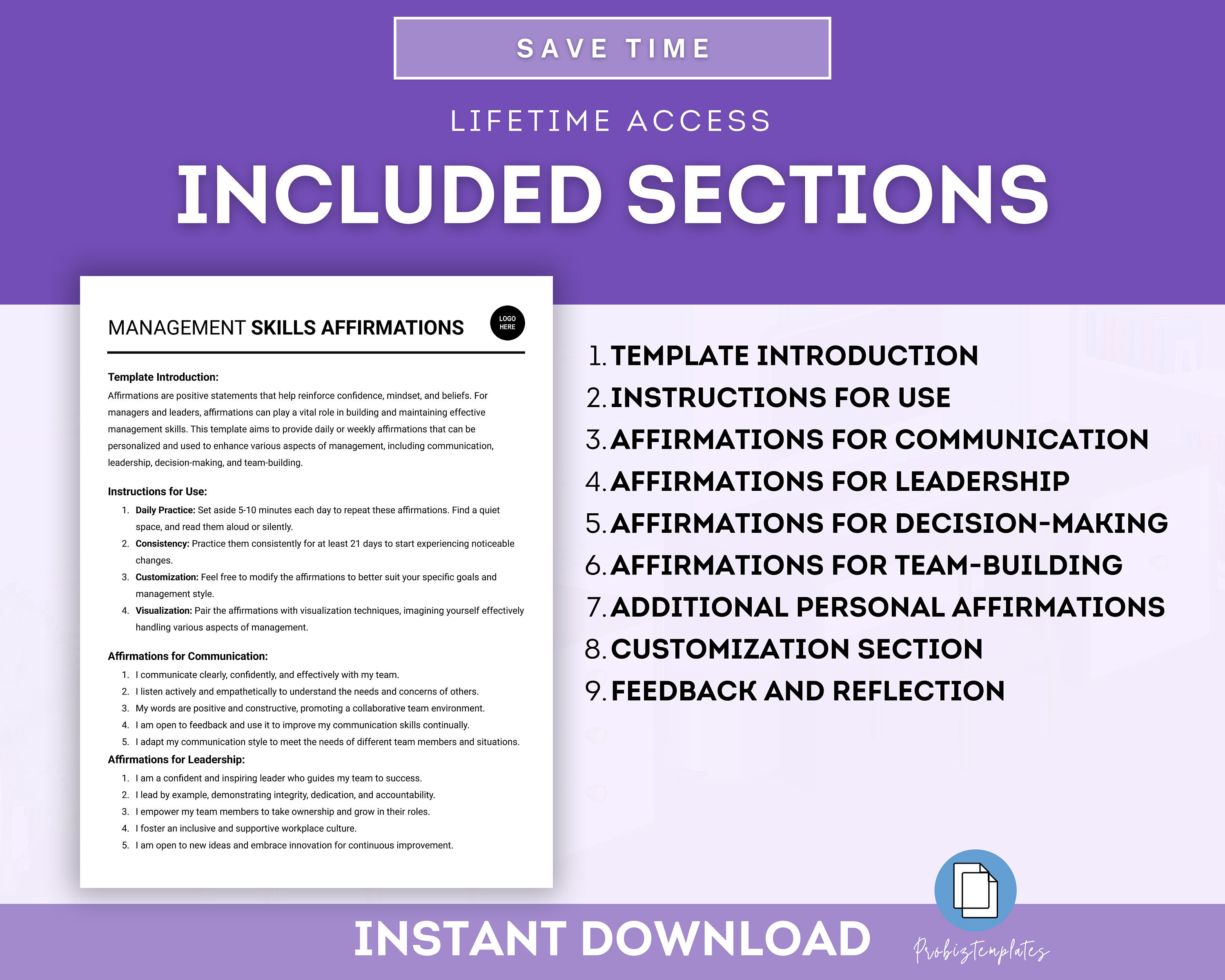 Management Skills Affirmations Template, Leadership Affirmations ...