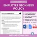 Employee Sickness Policy Template, Workplace Sickness Guidelines ...