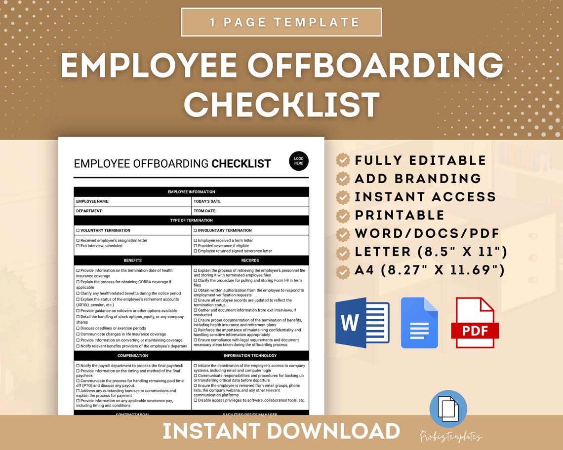 Employee Offboarding Checklist Template, Employee Exit Checklist, Employee Exit Process ...