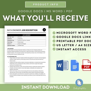 Data Engineer Job Description Template, Data Engineering Responsibilities, Data Infrastructure ...