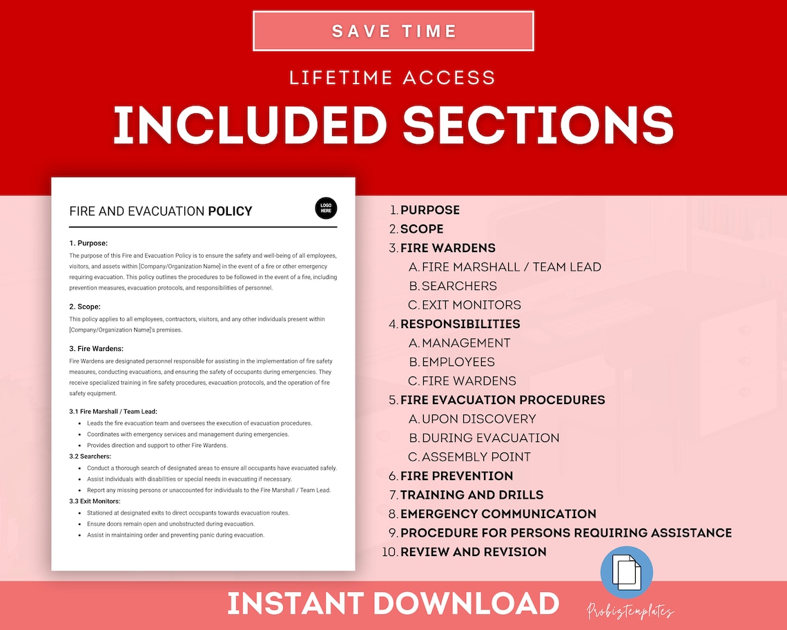 Fire and Evacuation Policy Template, Emergency and Safety Training for ...