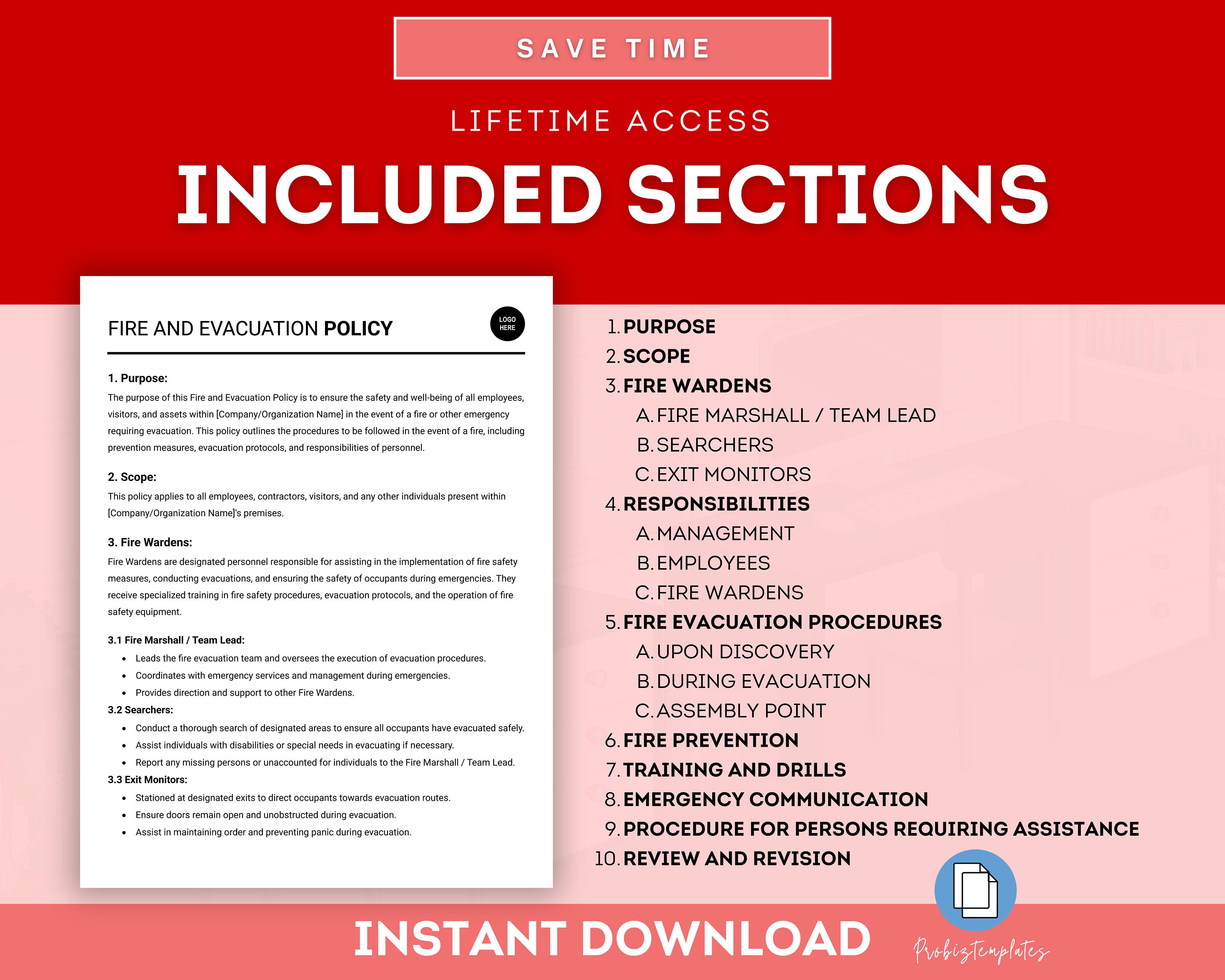 Fire and Evacuation Policy Template, Emergency and Safety Training for ...