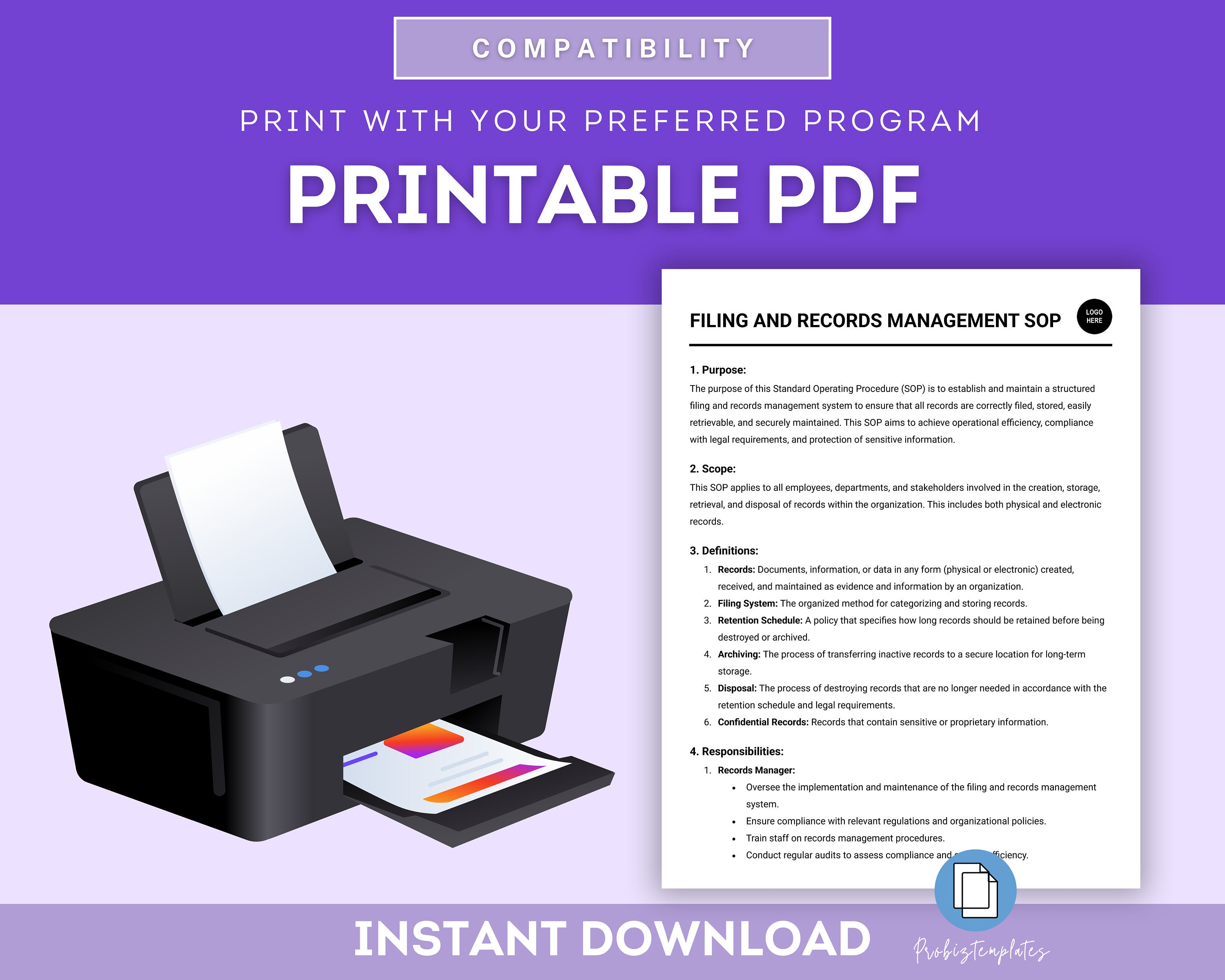 Filing and Records Management SOP Template, Records Management Standard ...