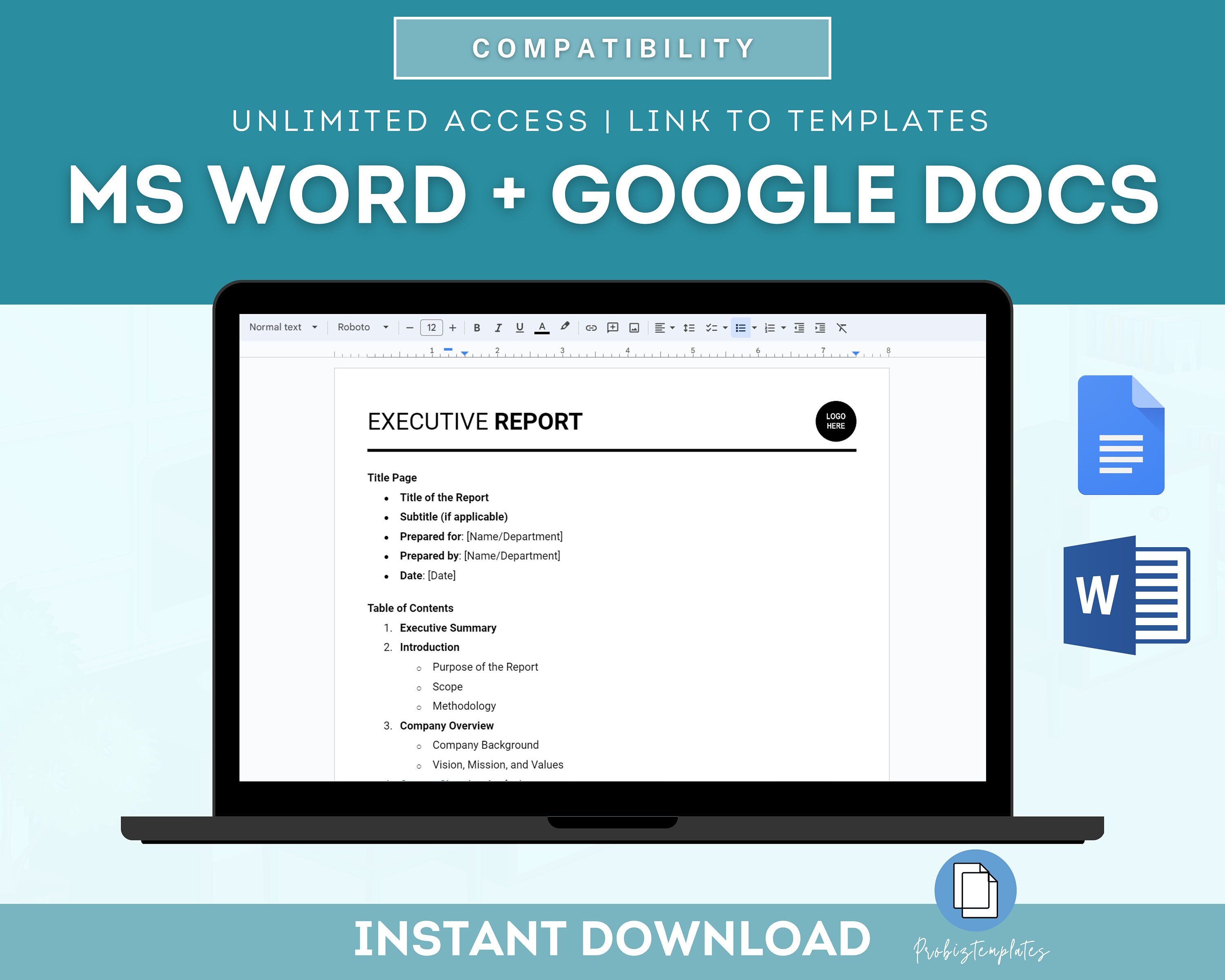Executive Report Template, Management Report, Executive Summary ...